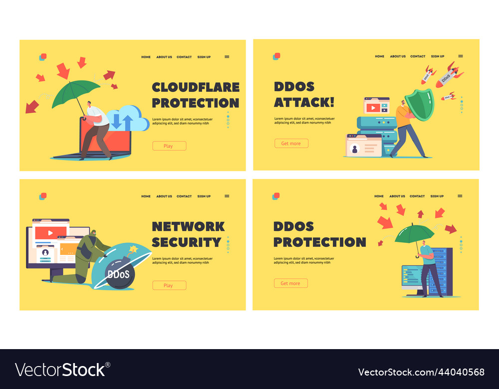 Ddos Protection Cyber Security Data Safety Vector Image