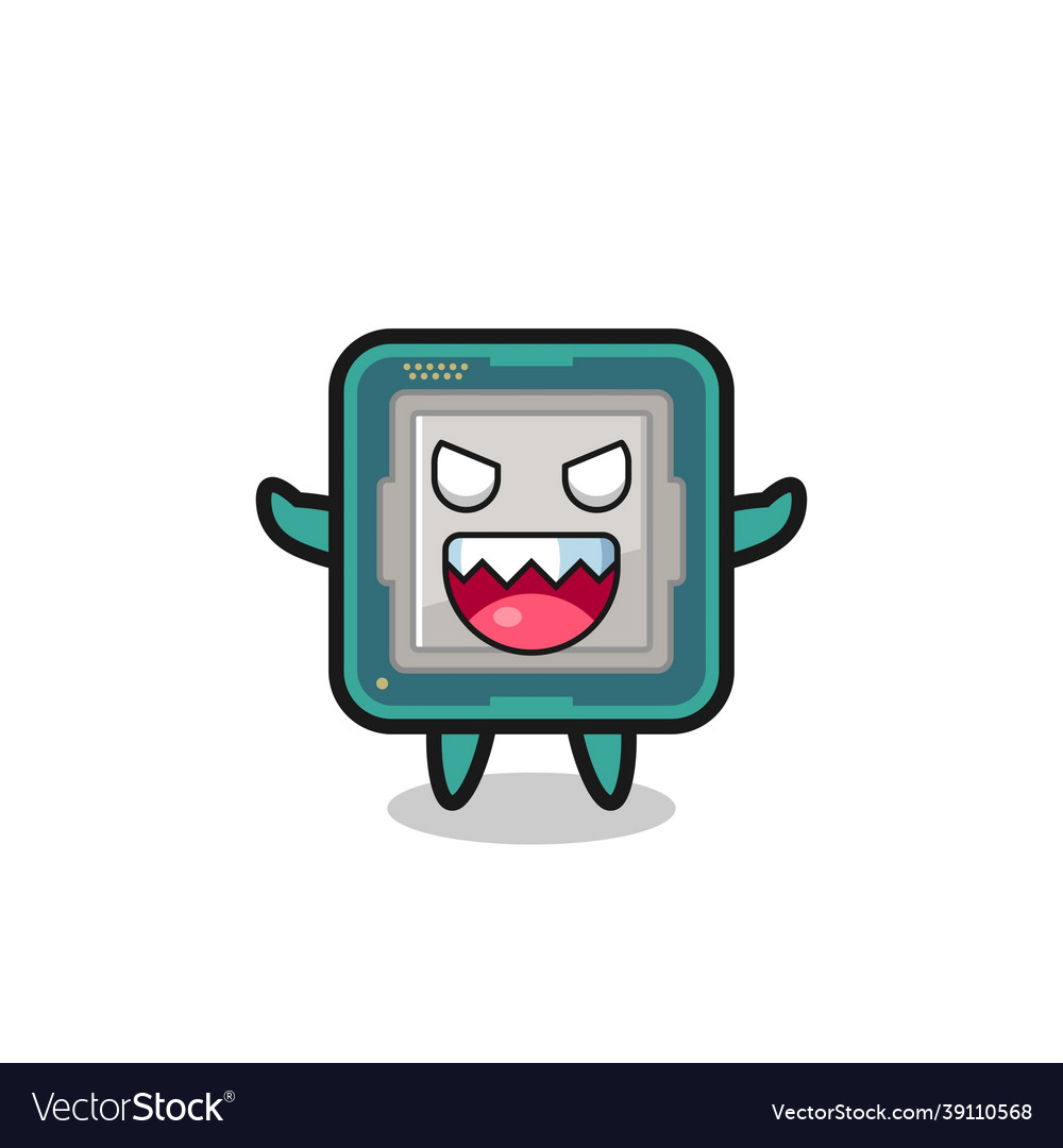 Evil processor mascot character Royalty Free Vector Image