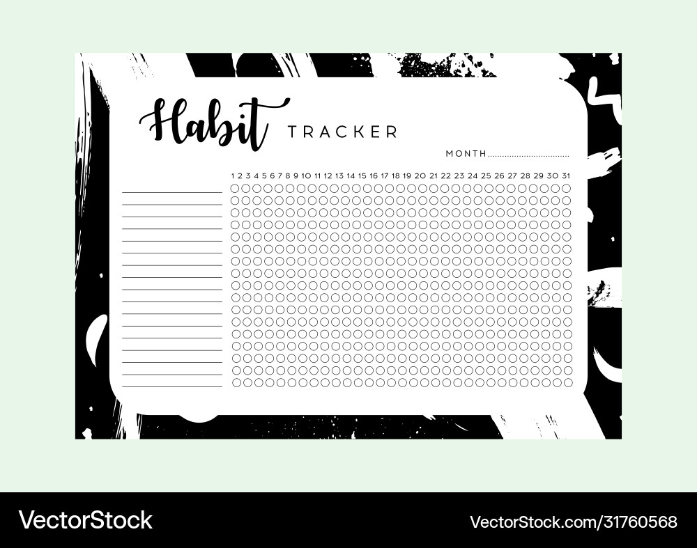 Habit tracker monthly planner tracker blank Vector Image