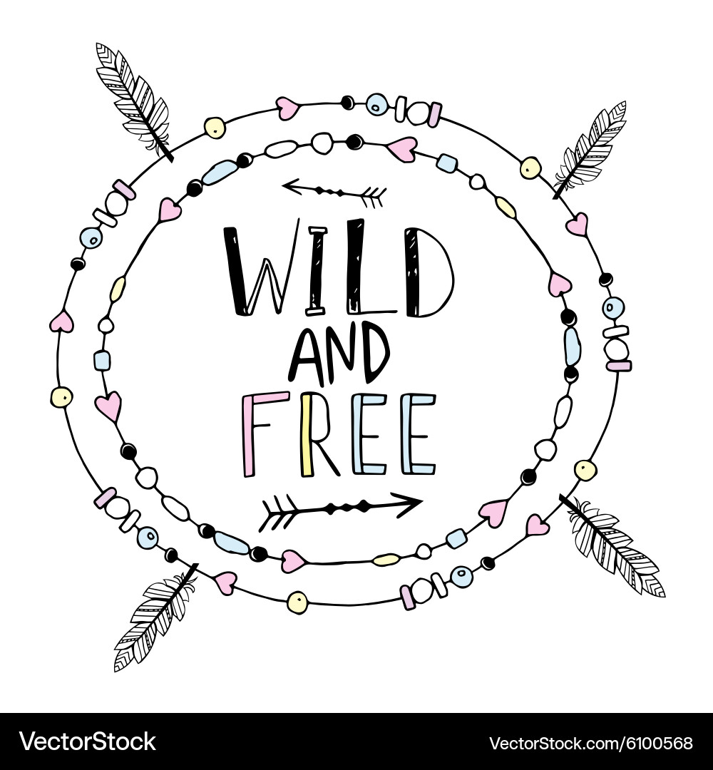 Hand drawn poster with text Wild and Free Vector Image