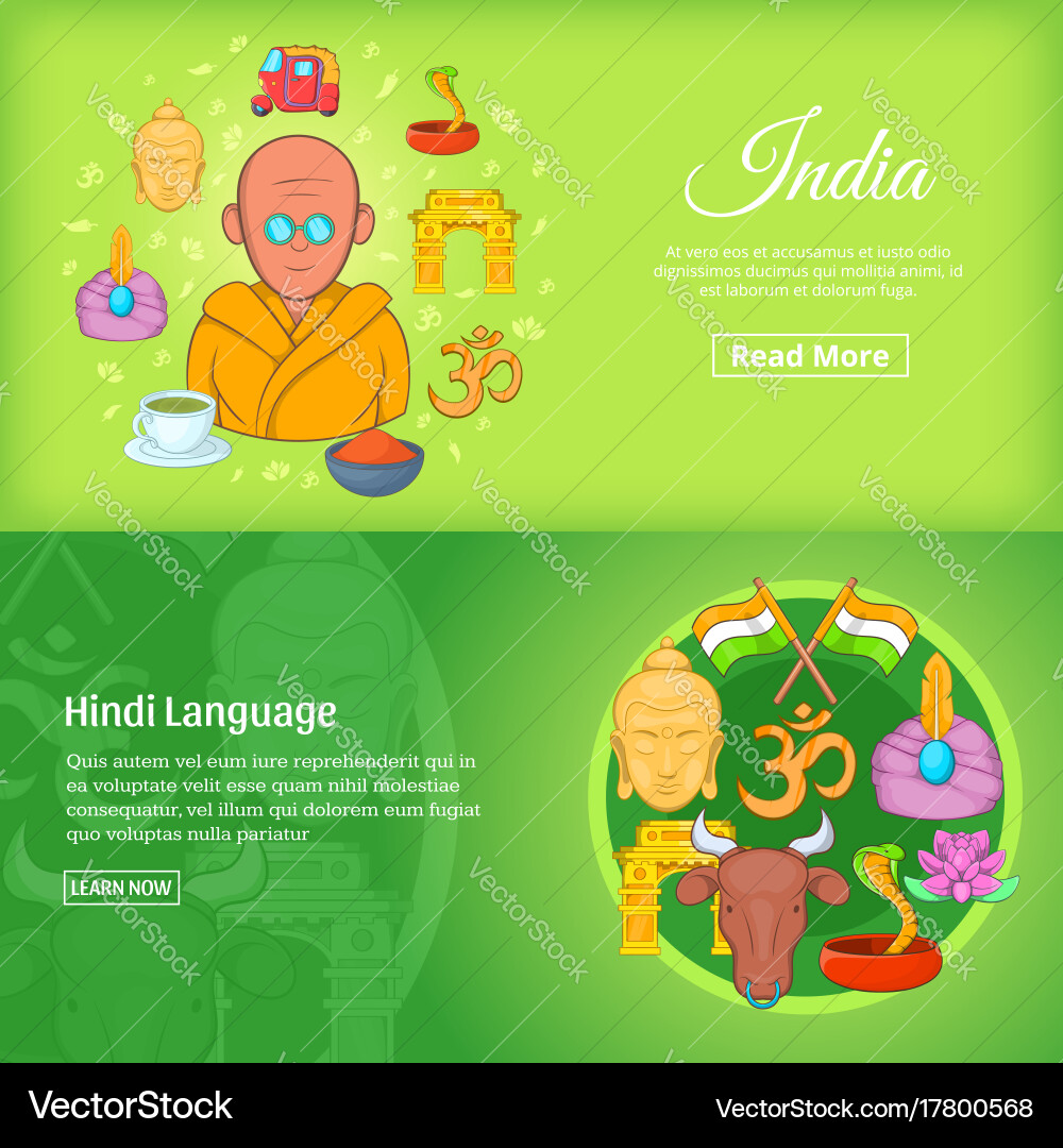 Indian banner set template cartoon style Vector Image