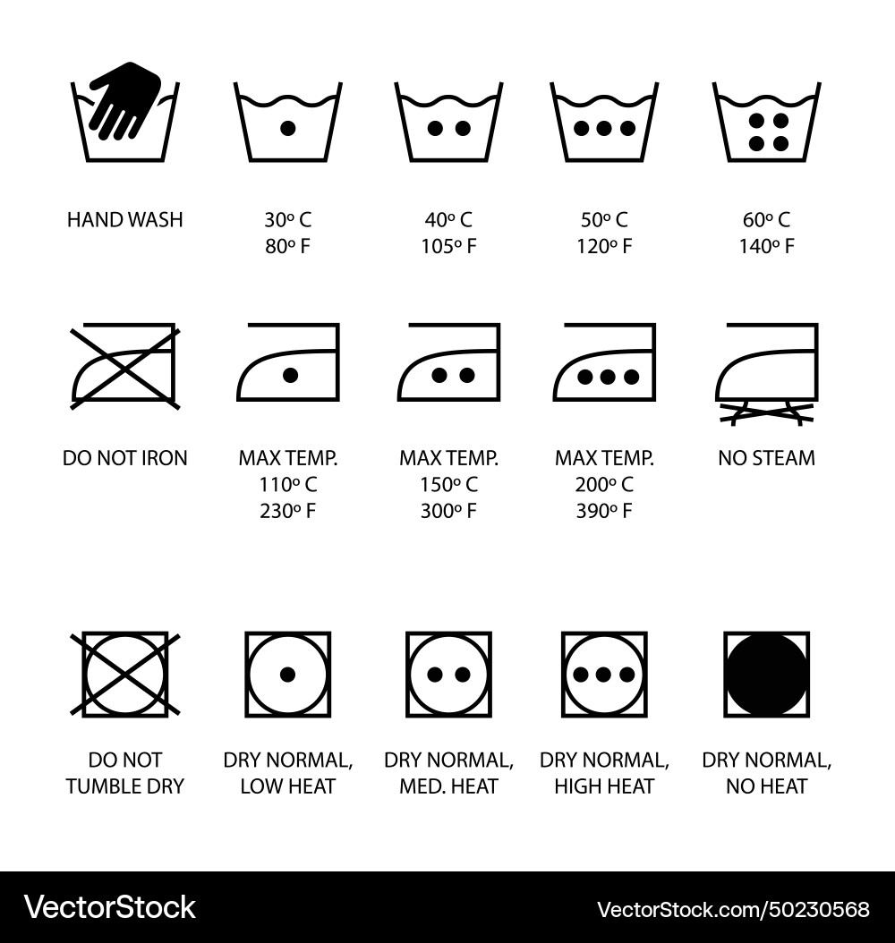 Laundry icons set for cloth design Royalty Free Vector Image