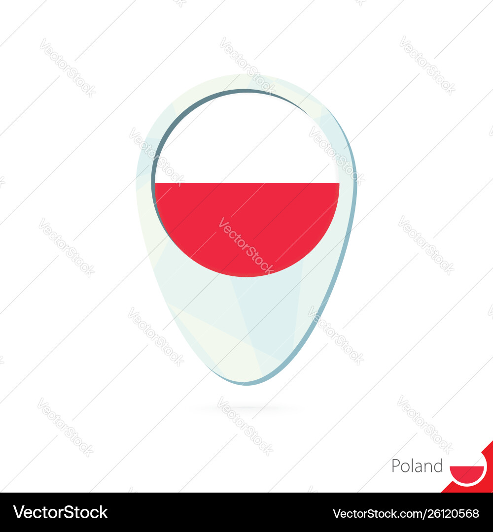 Poland flag location map pin icon on white Vector Image
