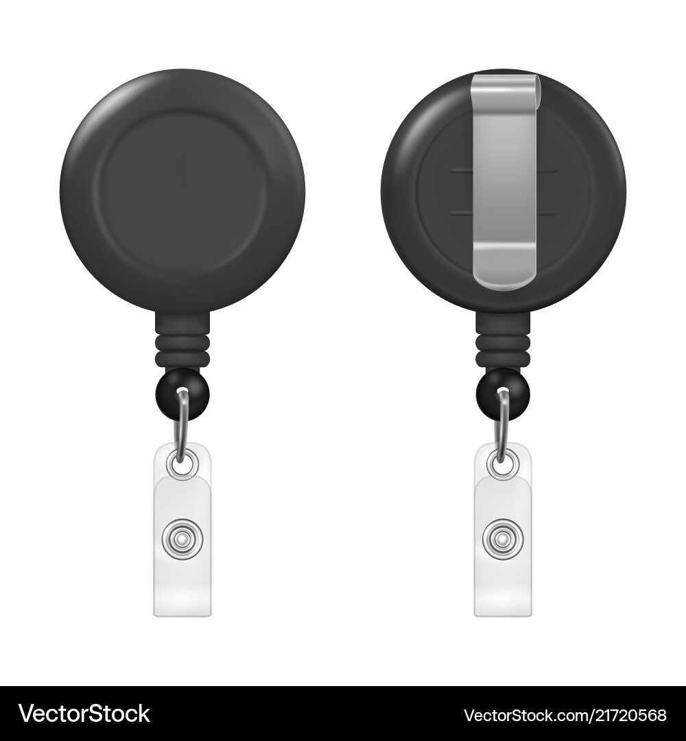 Realistic 3d black round reel holder clip Vector Image