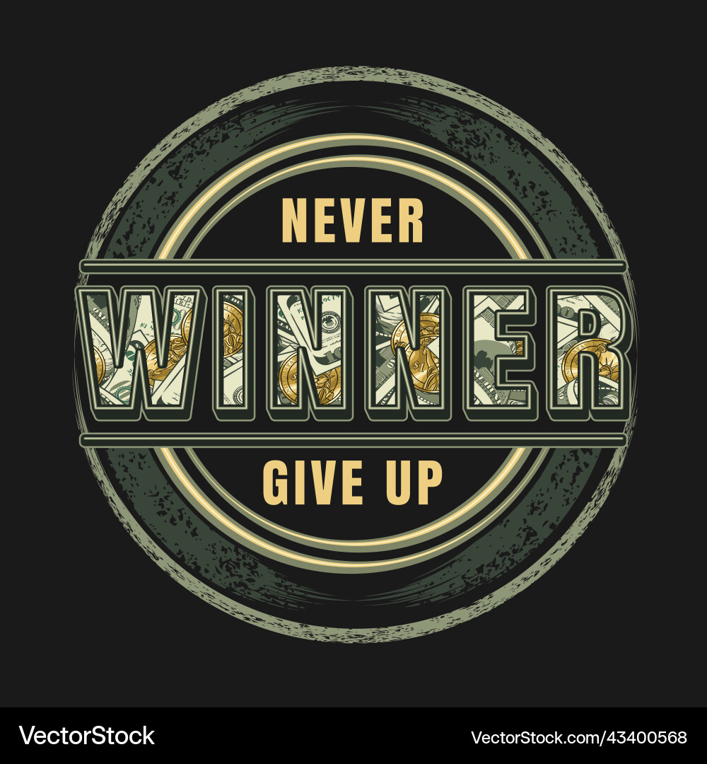 Round label with word winner paint brush strokes Vector Image