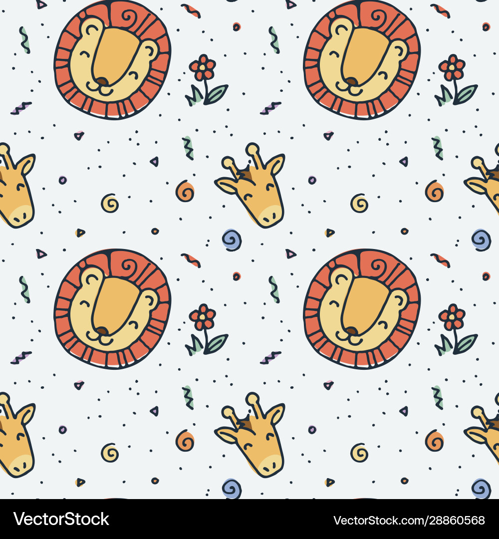 Seamless doodle pattern with cute elements Vector Image