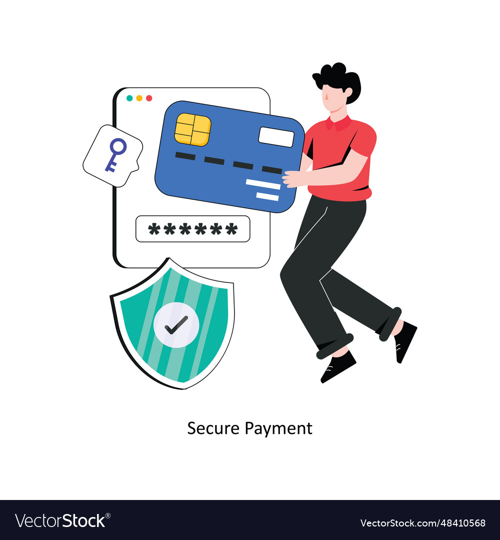 Secure payment flat style design Royalty Free Vector Image