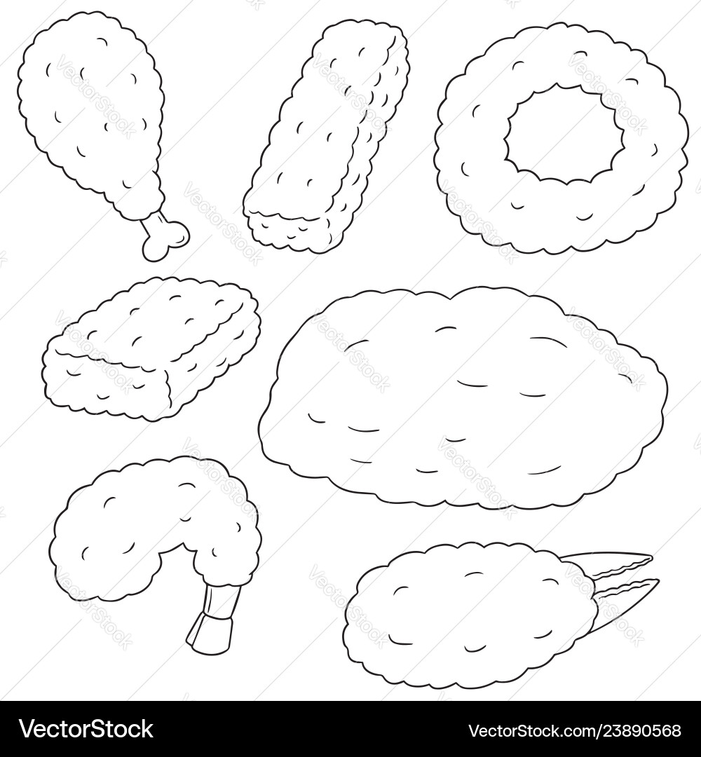 Set of fried food Royalty Free Vector Image - VectorStock