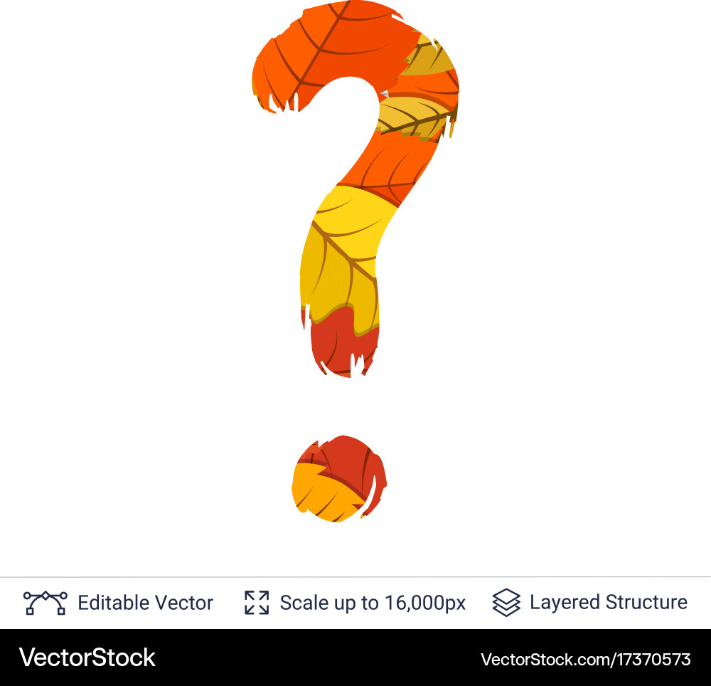 Autumn fall bright orange leaves question sign Vector Image