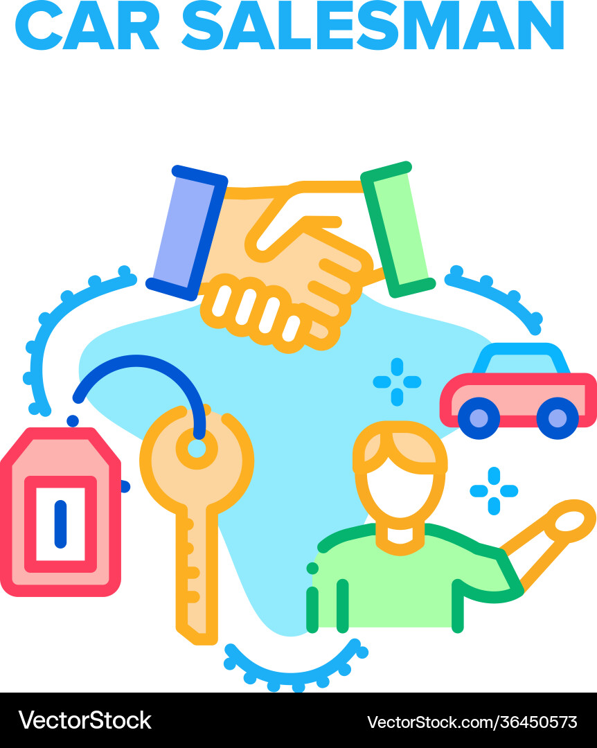 Car salesman concept color Royalty Free Vector Image