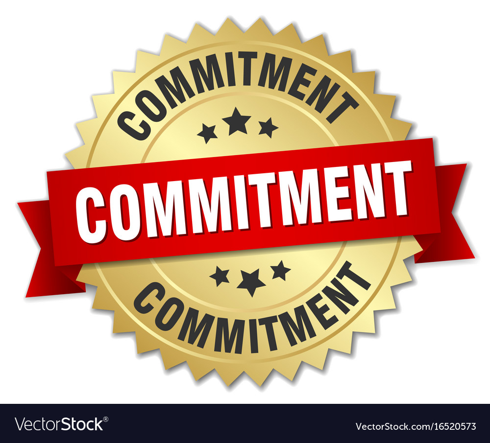 Commitment round isolated gold badge Royalty Free Vector
