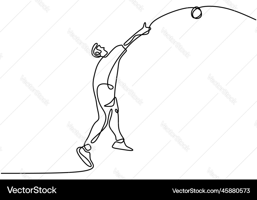 Continuous line drawing of athlete shot disc Vector Image