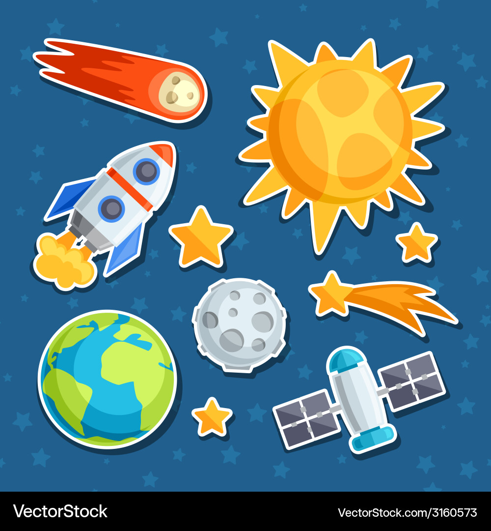 Cosmic icon set of solar system planets Royalty Free Vector
