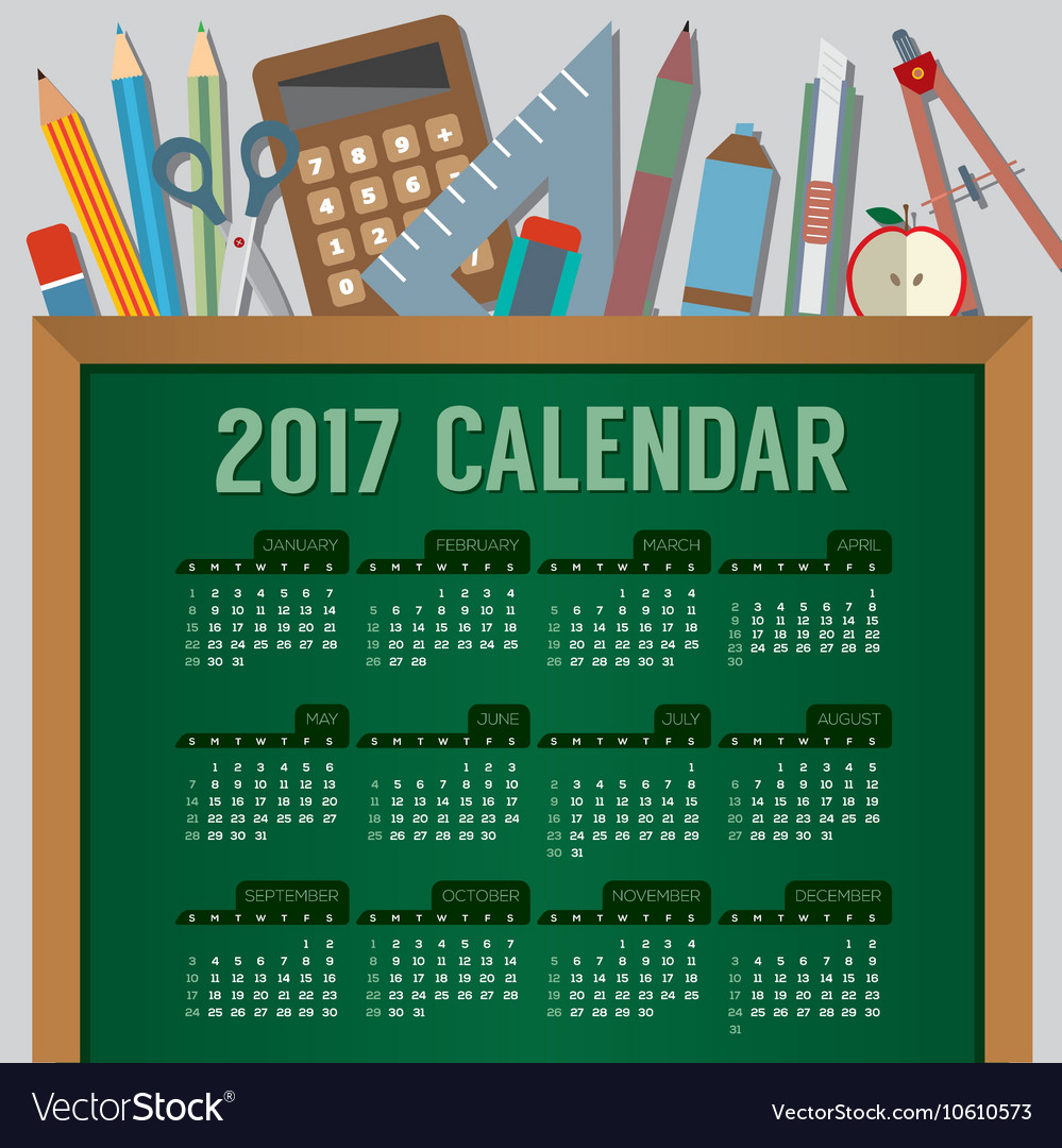 Education concept 2017 printable calendar Vector Image