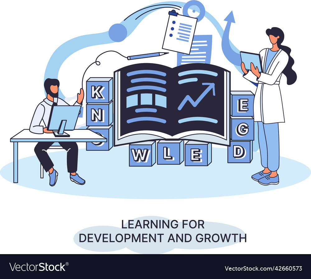 Learning for development and growth self-learning Vector Image