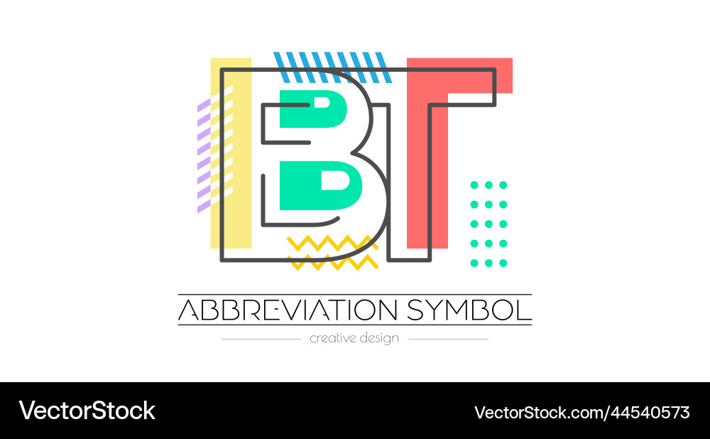 Letters b and t merging of two initials Royalty Free Vector
