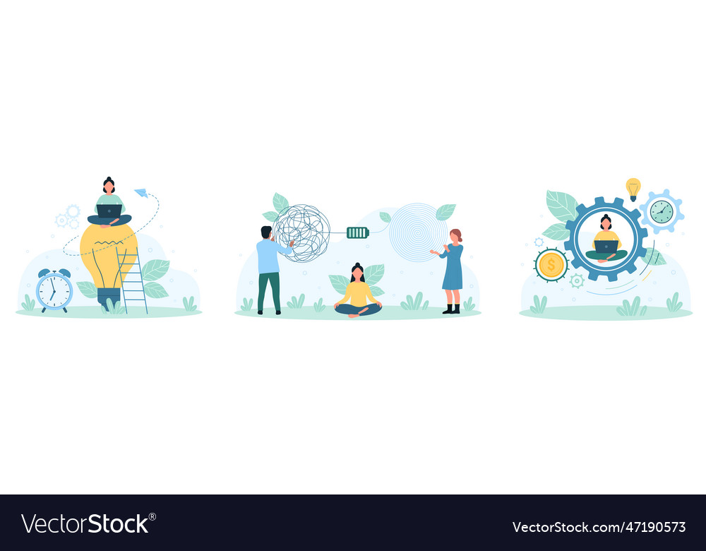 Productivity in problem solving set people solve Vector Image