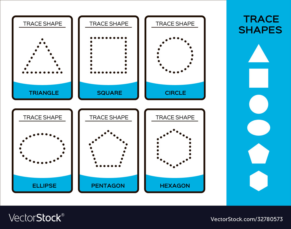 Trace shapes 2d baisc geometrical shapes Vector Image