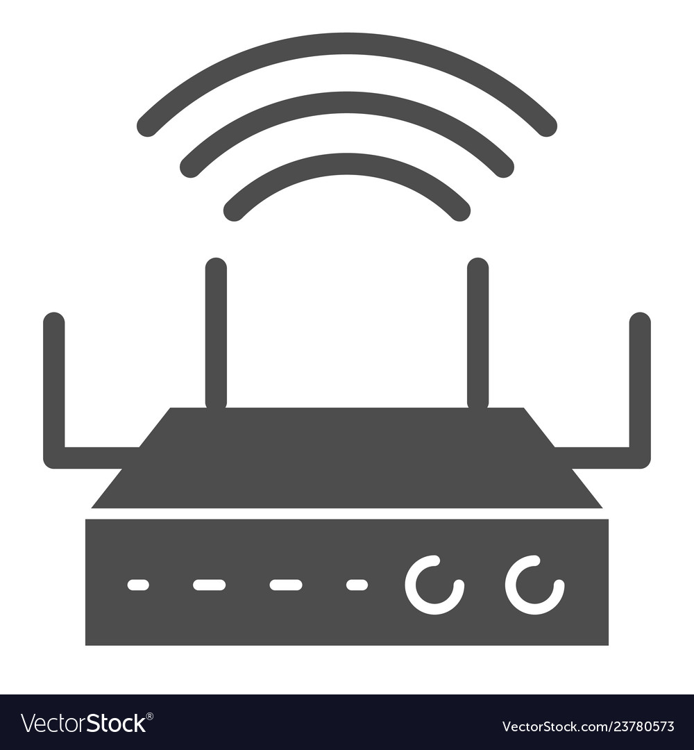 Wireless router solid icon wi-fi coverage Vector Image