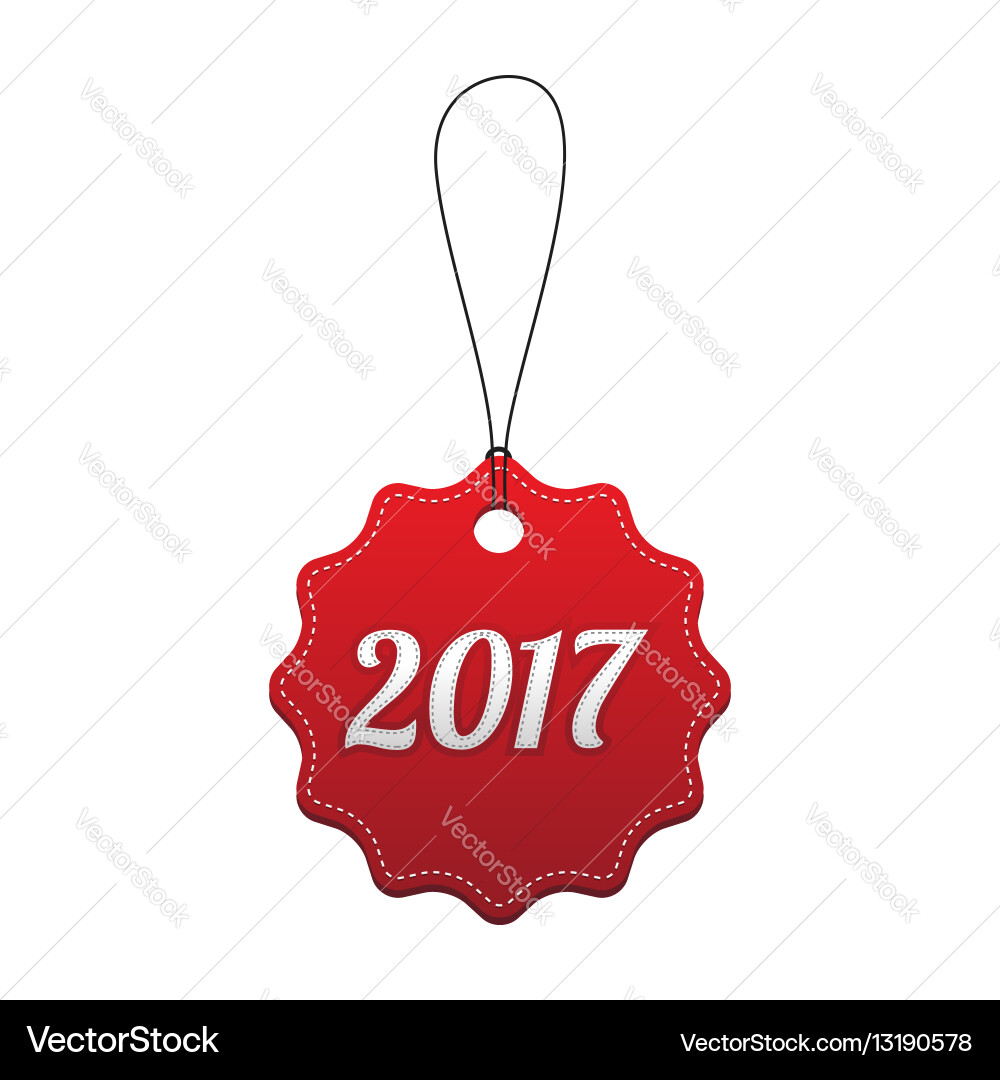 2017 new year holiday red stitched tag Royalty Free Vector