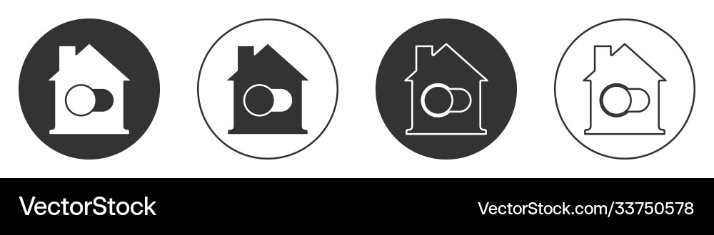 Black smart home icon isolated on white background