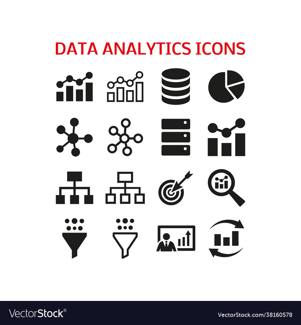 Data analytics icons set on white background Vector Image