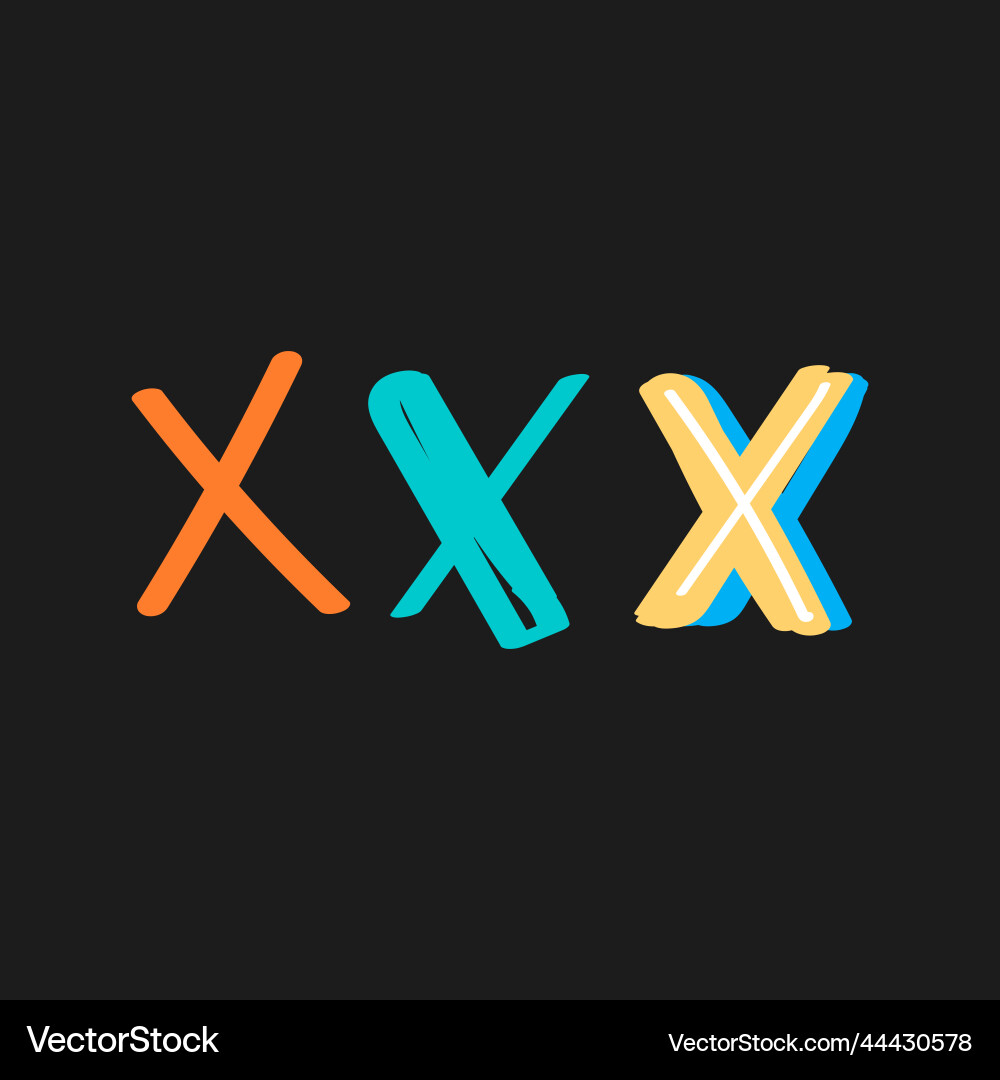 Hand drawn letter x typography colorful set Vector Image