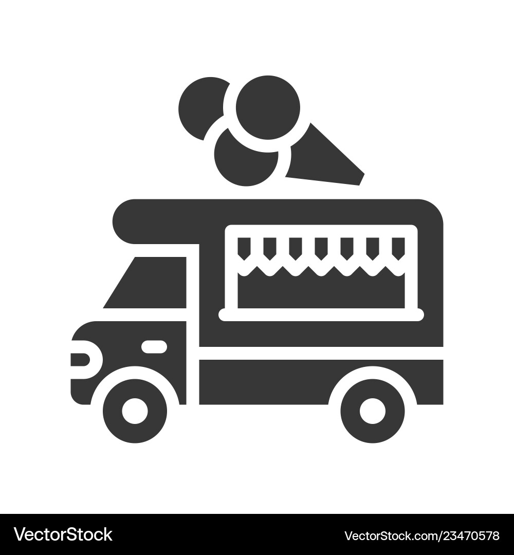 Ice cream truck food solid style icon Royalty Free Vector