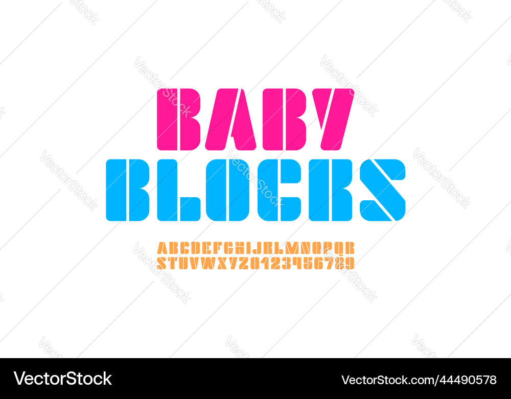Kids font child alphabet Royalty Free Vector Image