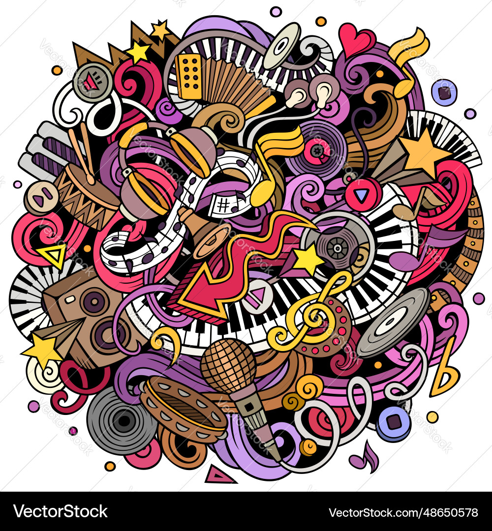 Music doodles musical design Royalty Free Vector Image