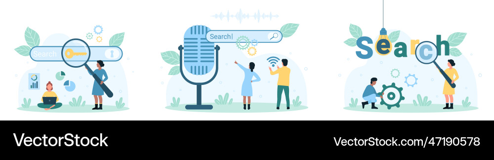 Online search set tiny people with voice Vector Image