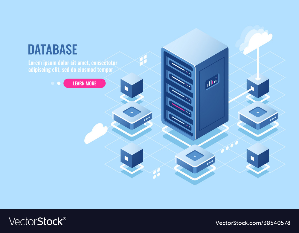Server room isometric icon database connection Vector Image Server room isometric icon database connection Vector Image