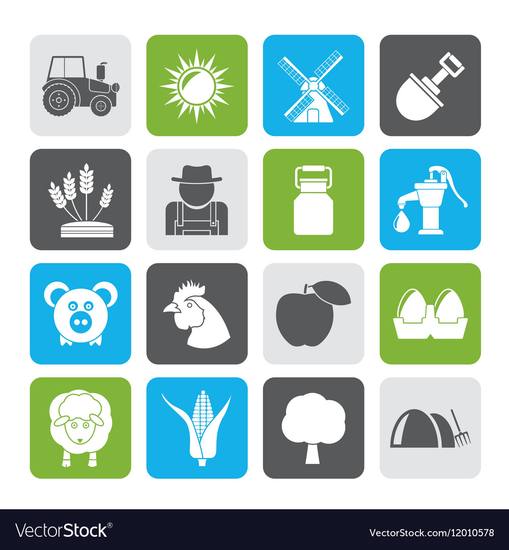 Silhouette Agriculture and farming icons Vector Image