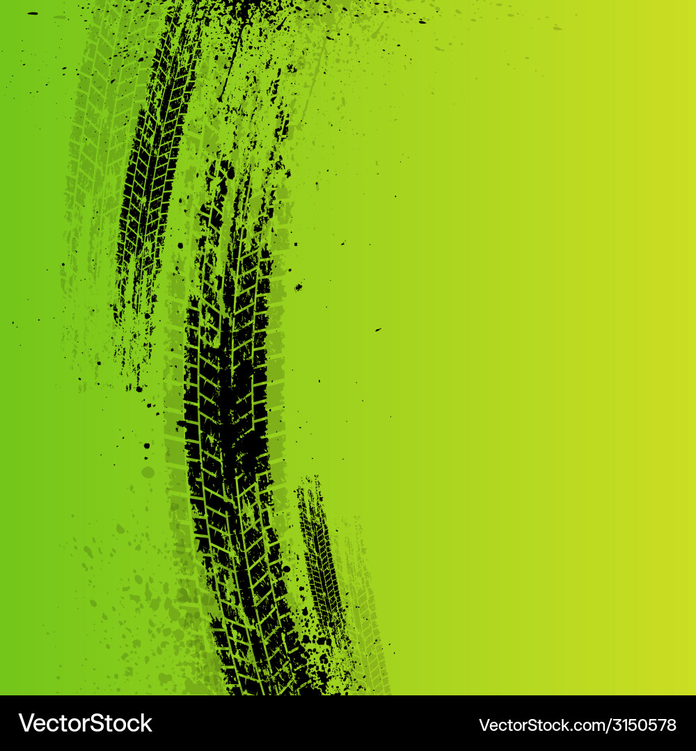 Tire tracks background green Royalty Free Vector Image
