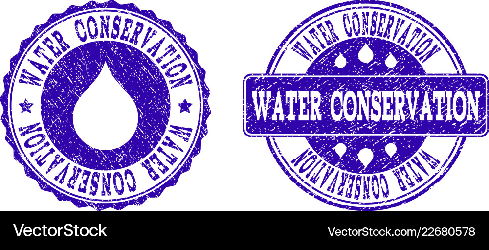 Water conservation grunge stamp seals Royalty Free Vector