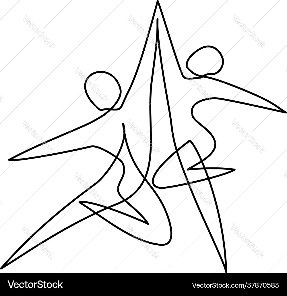 Ballet dancers in motion one line drawing Vector Image
