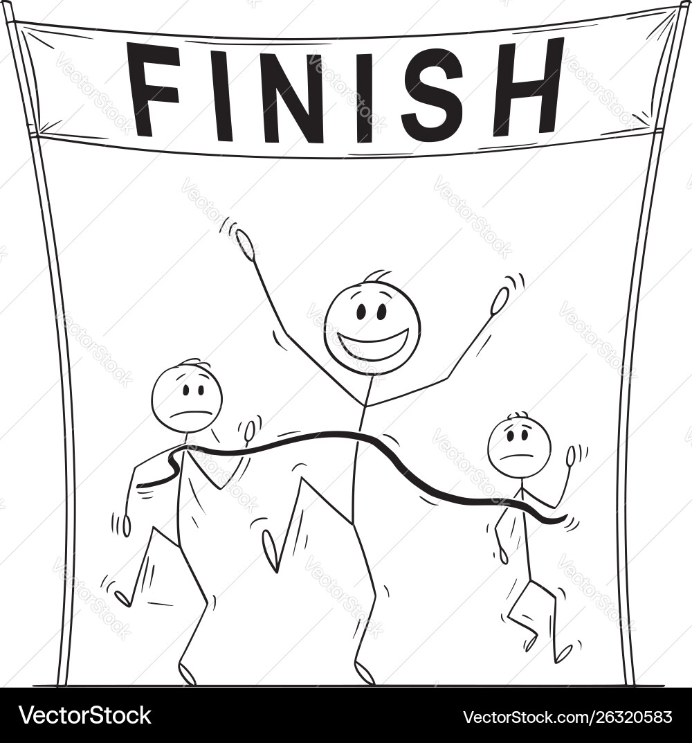 Cartoon victorious man who is first Royalty Free Vector