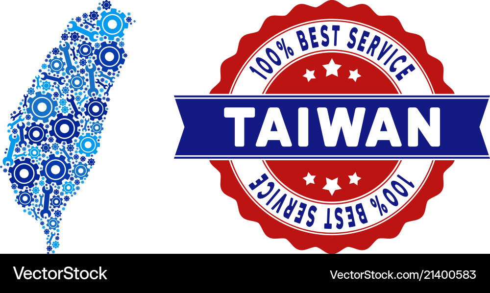 Collage taiwan island map of service tools Vector Image