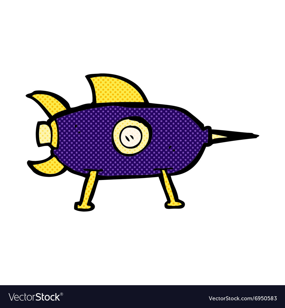 Comic cartoon space rocket Royalty Free Vector Image