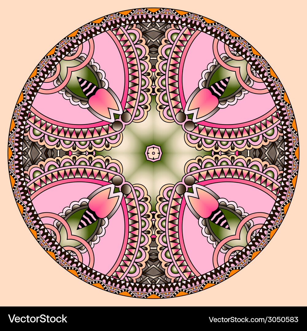 Decorative design of circle dish template round Vector Image