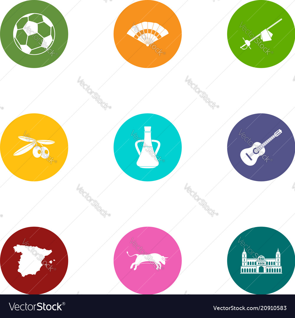 Difference countries icons set flat style Vector Image