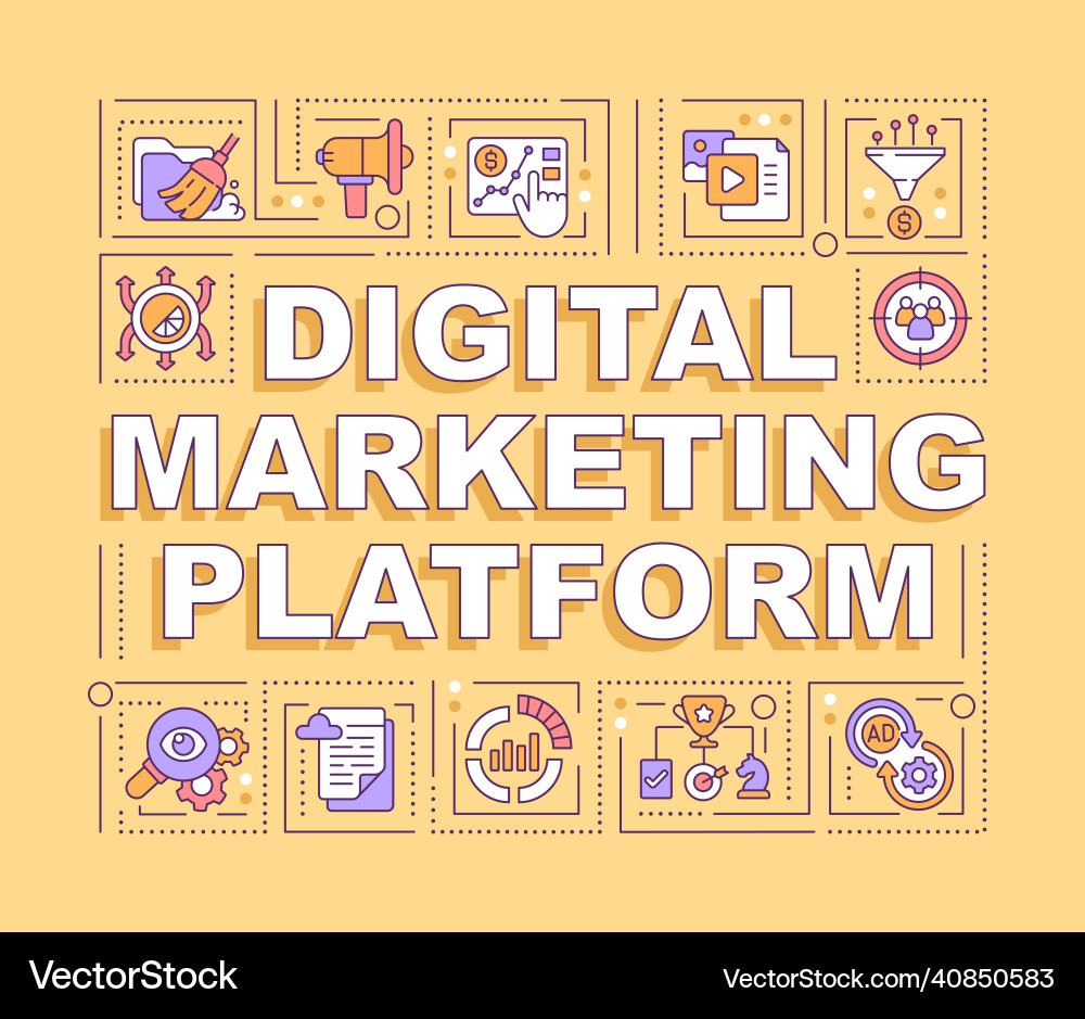 Digital marketing platform word concepts orange Vector Image