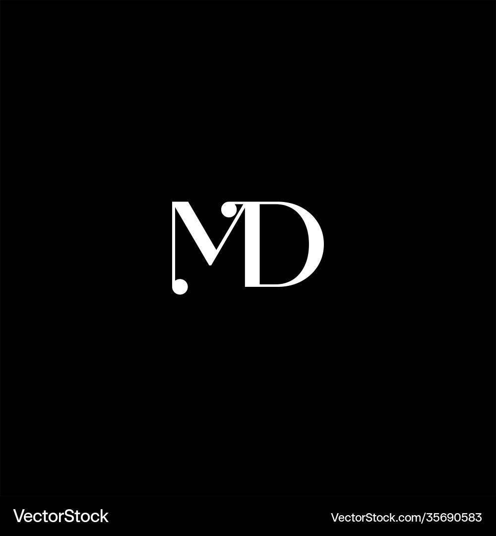 M d letter logo creative design on black color Vector Image