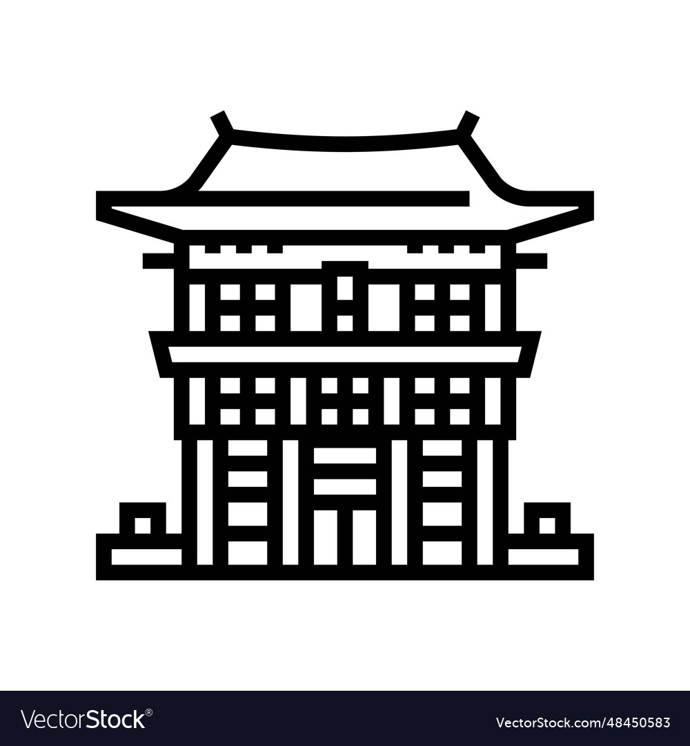 Miko shrine maiden shintoism line icon Royalty Free Vector