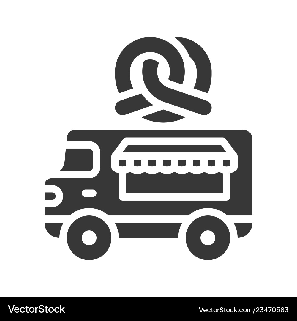 Pretzel truck food solid style icon Royalty Free Vector