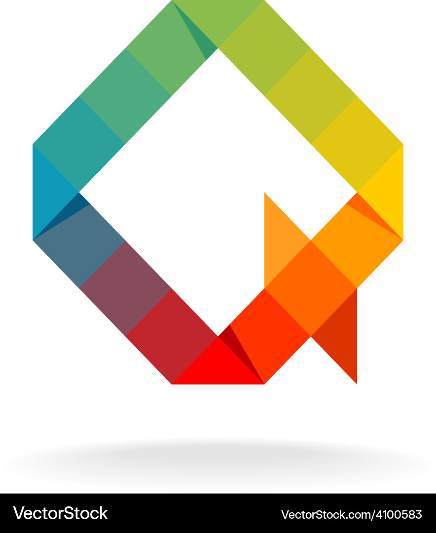 Q letter logo templaterainbow color flat squares Vector Image