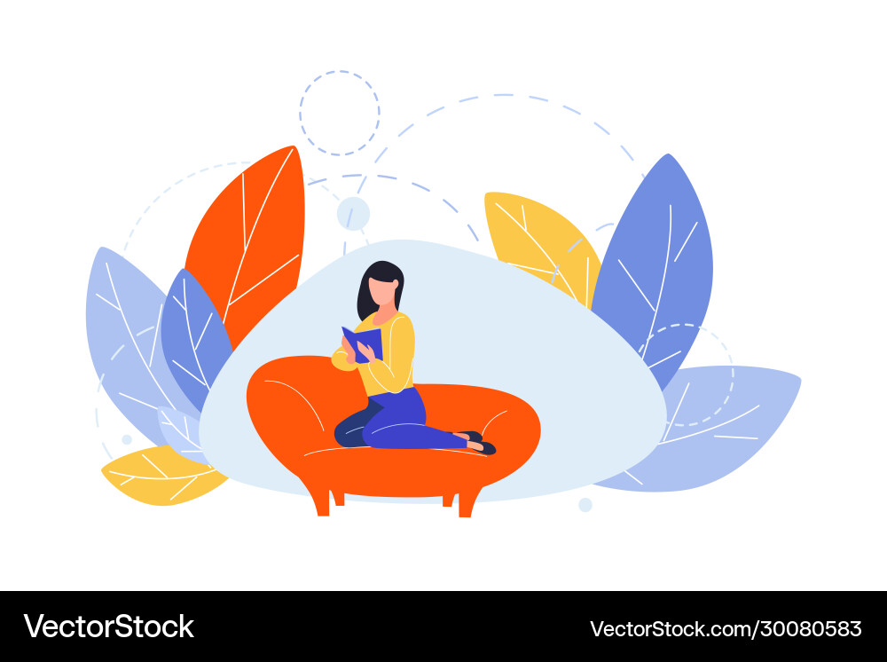 Reading hobby domestic education concept Vector Image