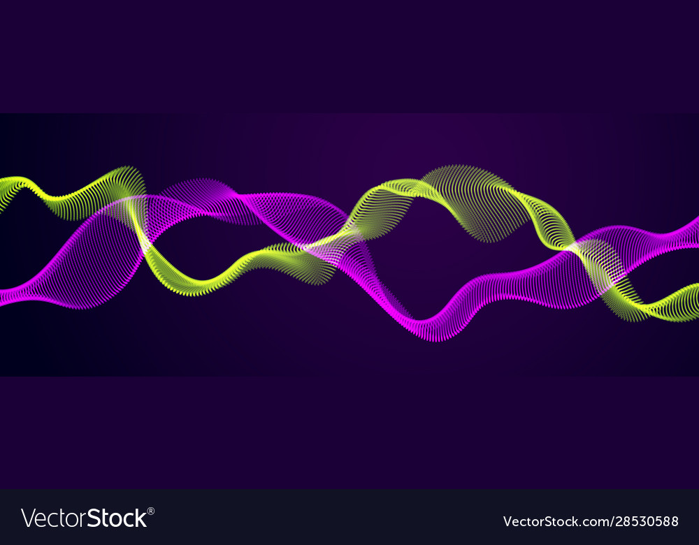 3d particles mesh array mutual sound wave flowing Vector Image