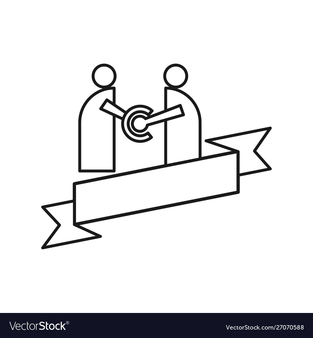 Commitment teamwork together outline logo Vector Image