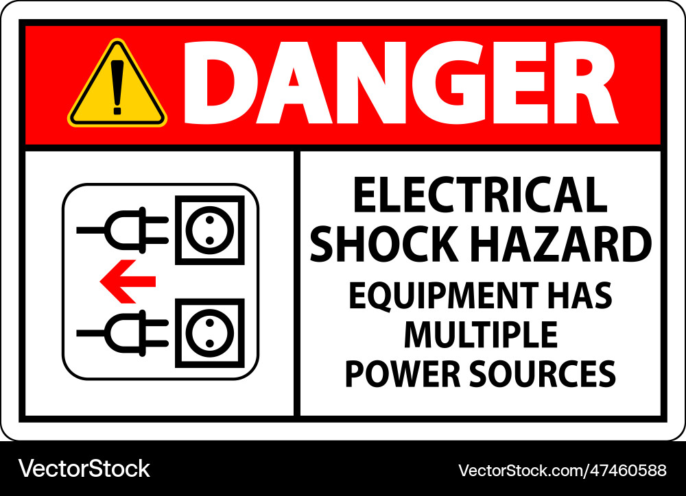 Danger sign electrical shock hazard equipment has Vector Image